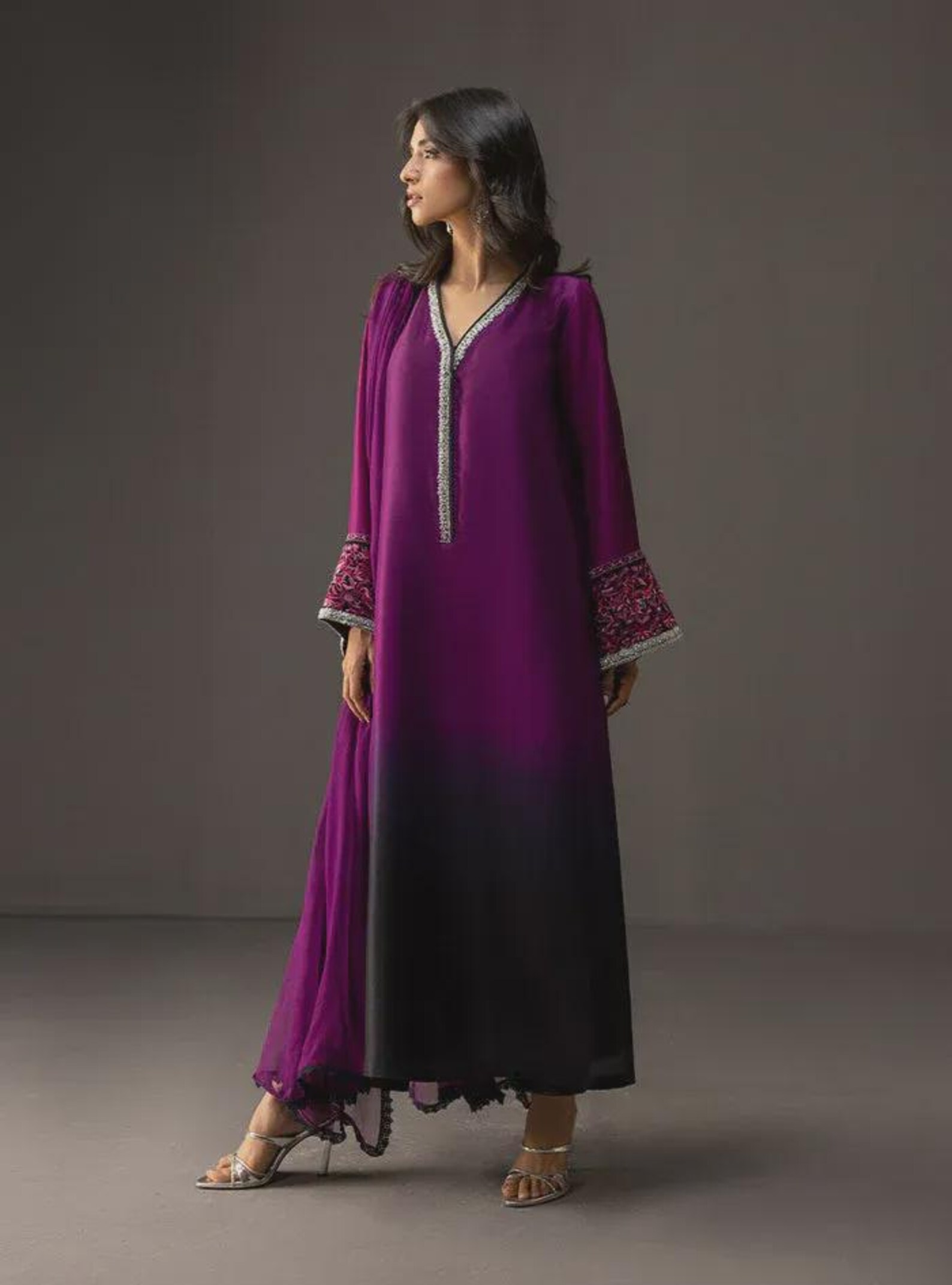 Printed Dual Tone Silk Shalwar Kameez Dress – Elegant Pakistani ...