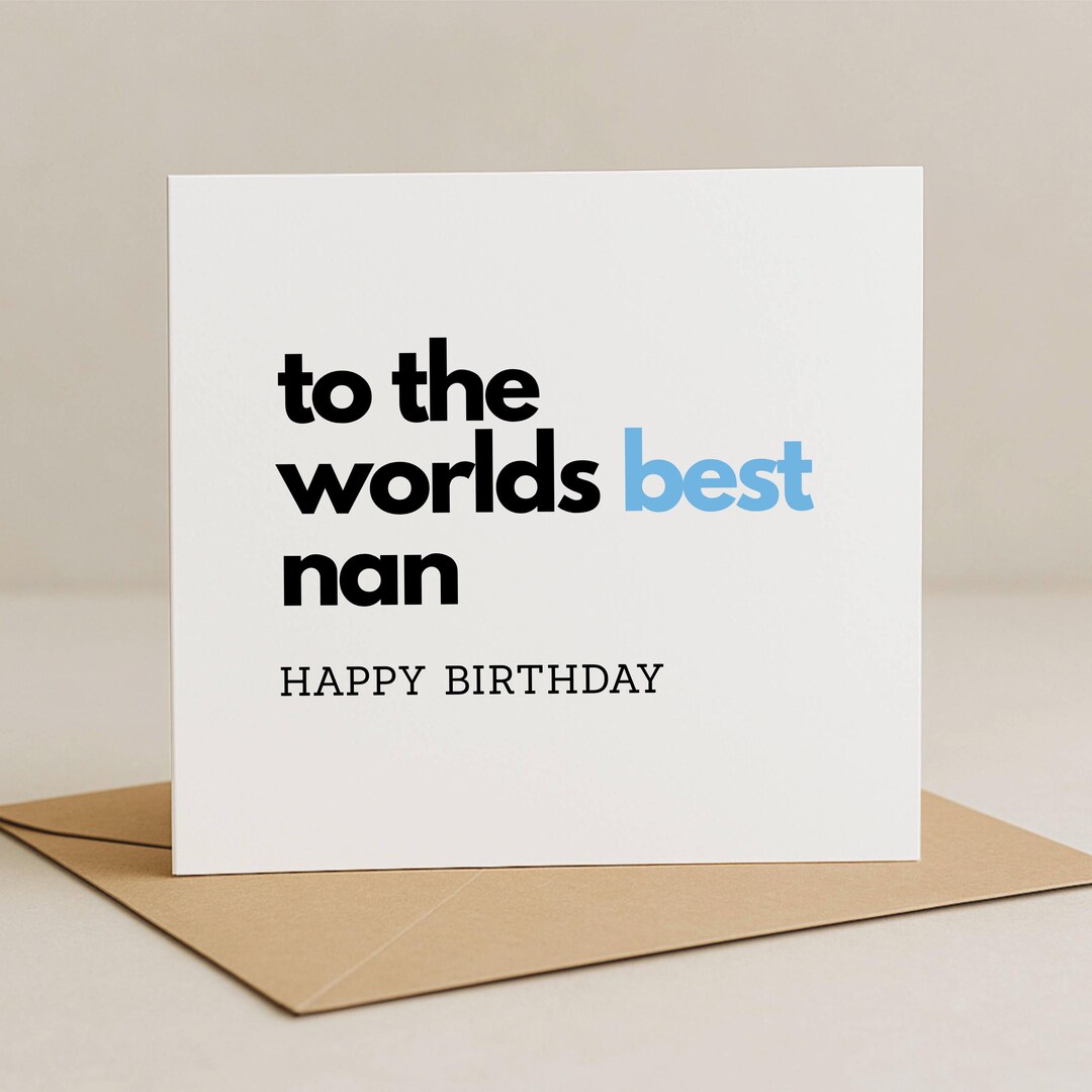Personalised Birthday Card for Nan: Funny Typography Design - Etsy