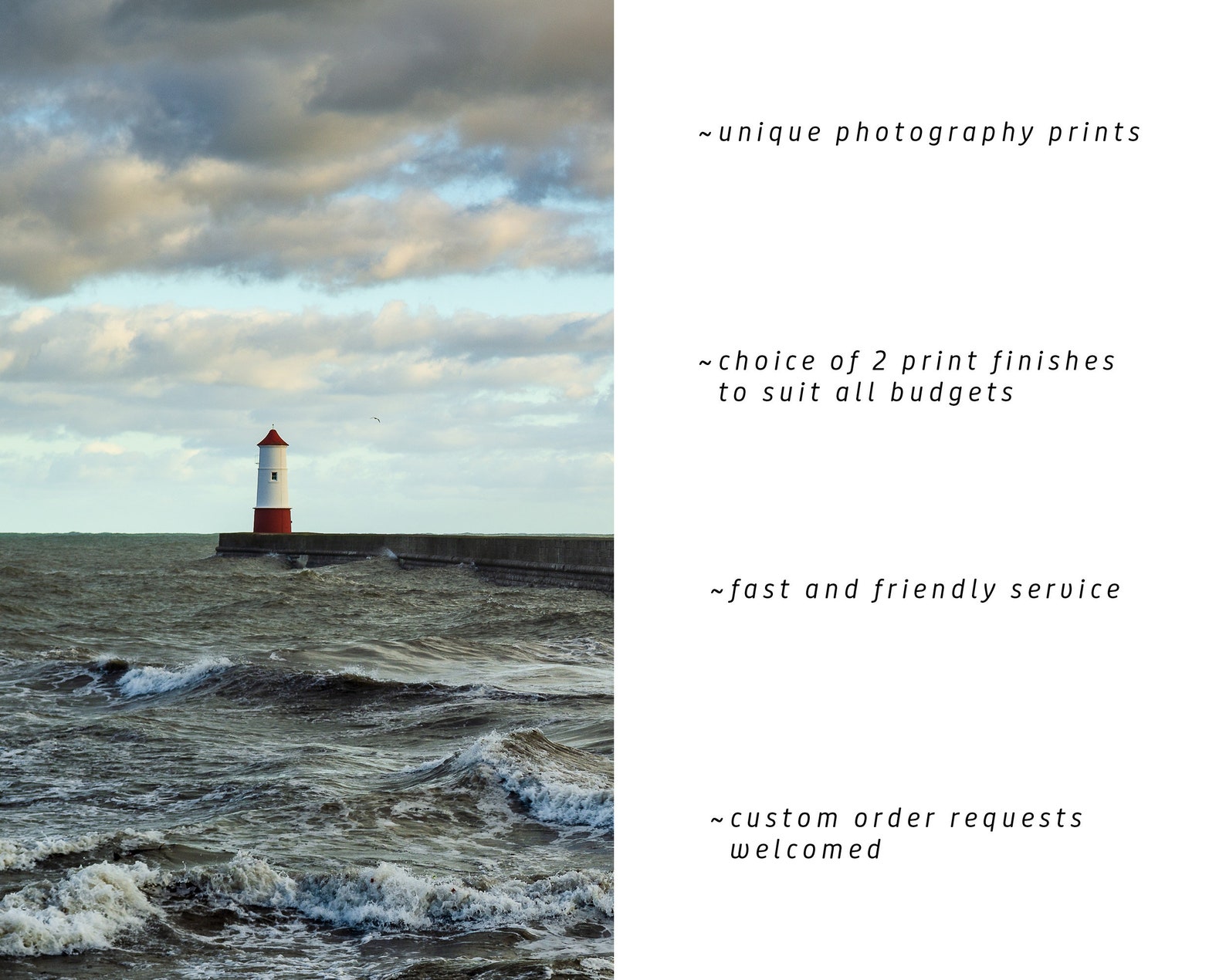 Stormy Seascape Photography Print, Large Berwick Upon Tweed Lighthouse ...