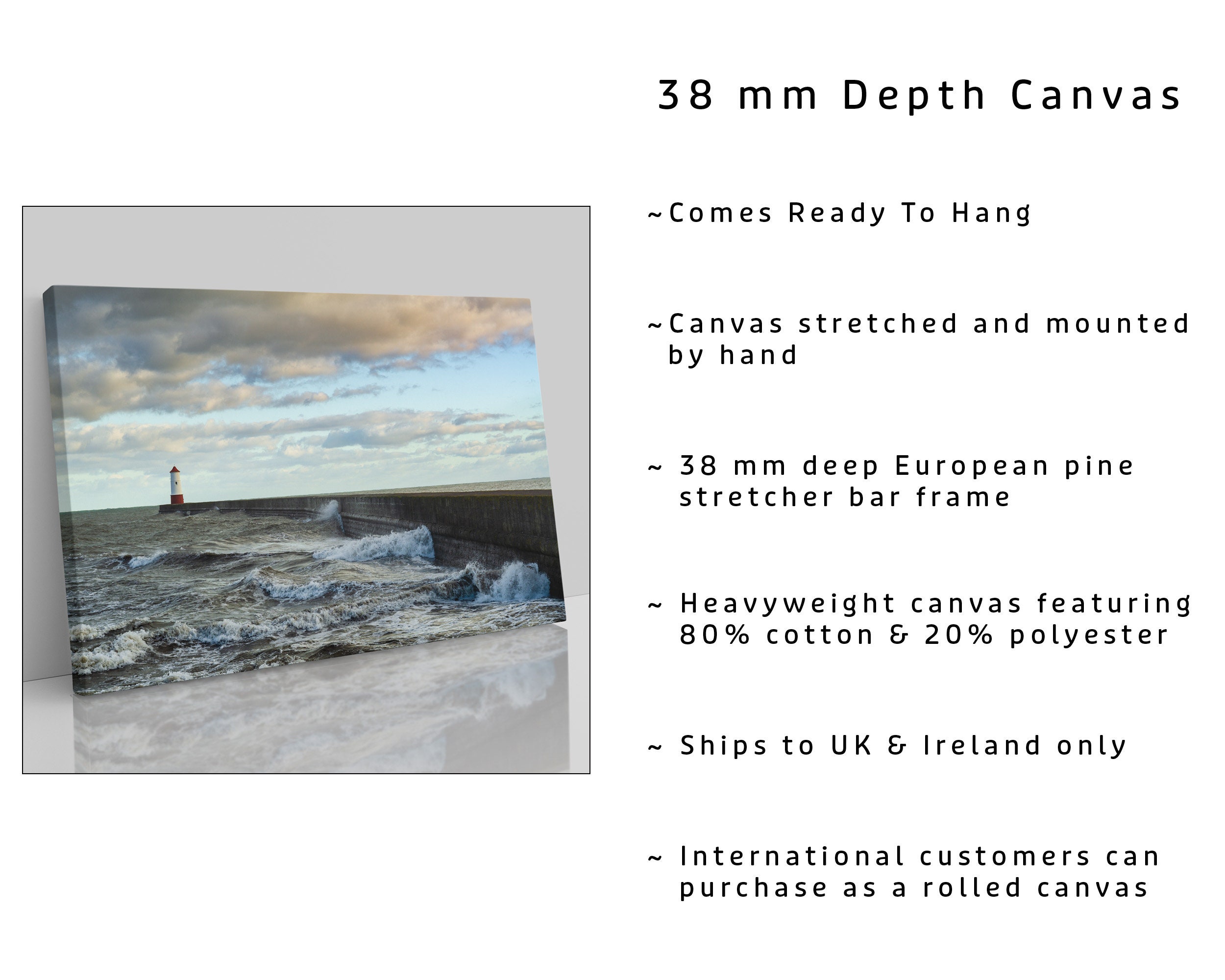 Stormy Seascape Photography Print, Large Berwick Upon Tweed Lighthouse ...