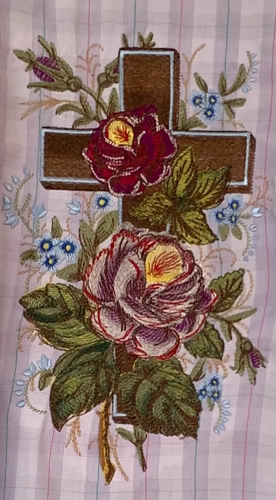 Cross and Roses Machine Embroidery Design - Etsy
