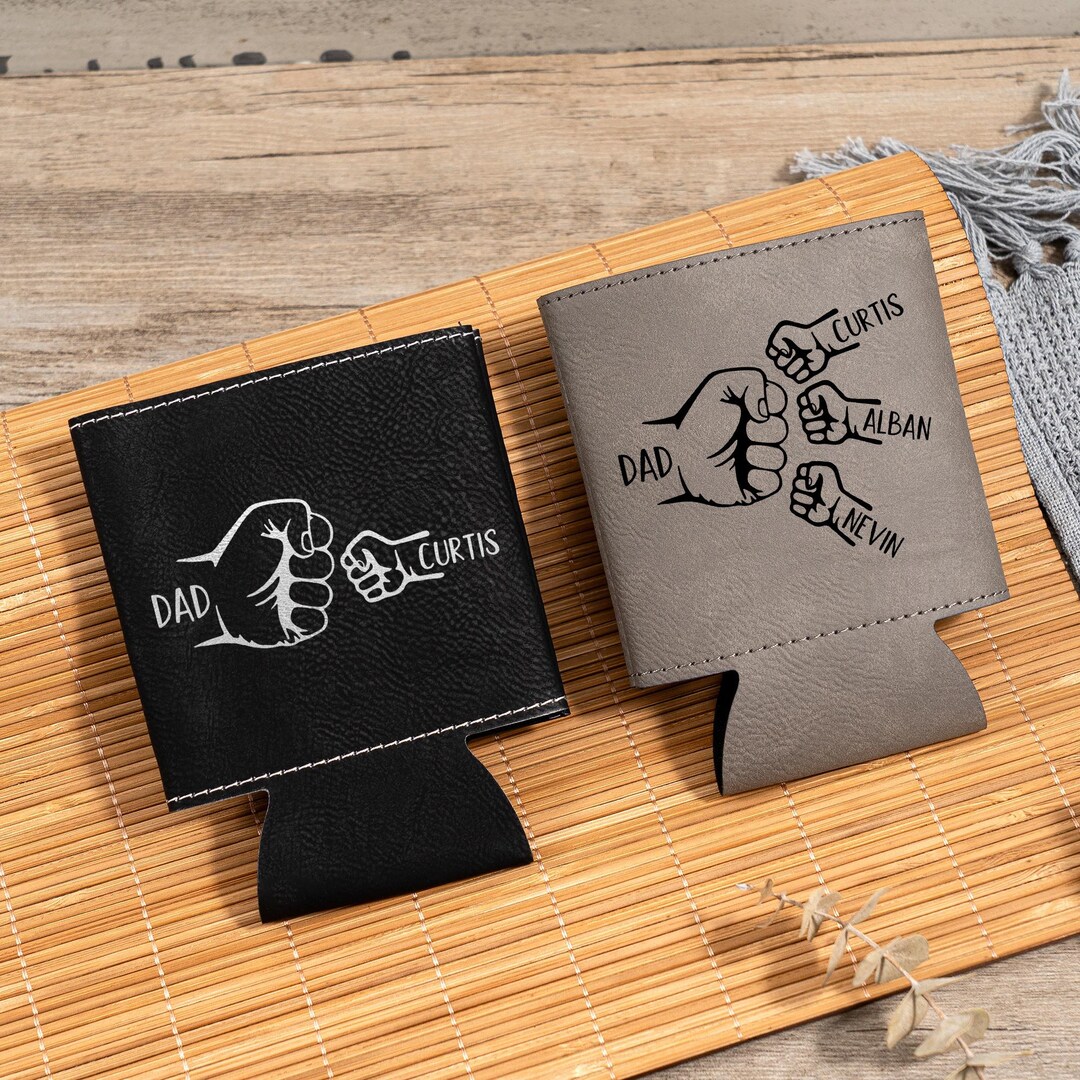 Custom Fist Bump Daddy Can Cooler, Beer Can Holder, Engraved Fathers ...