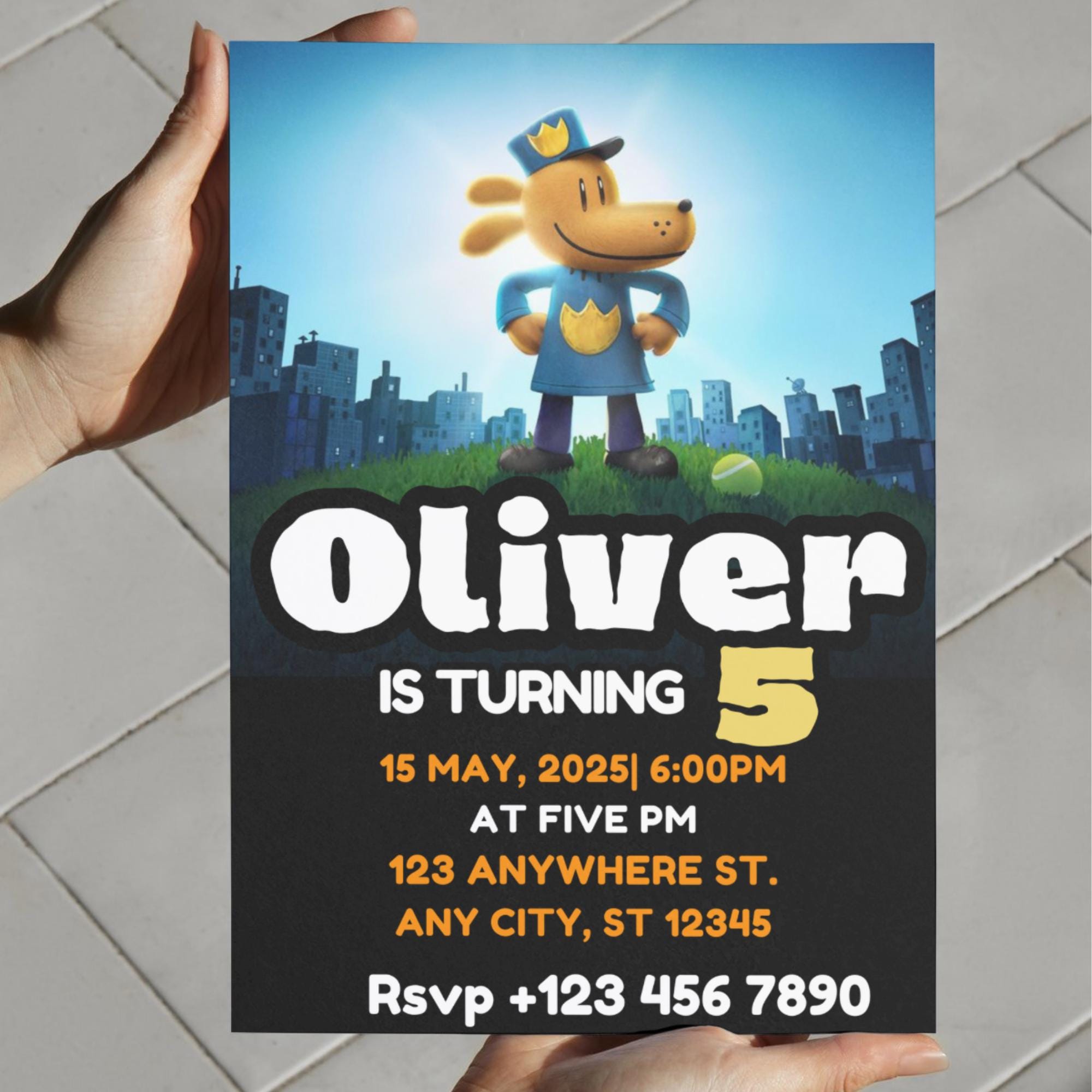 Dog Man Invitation, Editable Kids Birthday Invitation, Dog Man Movie ...