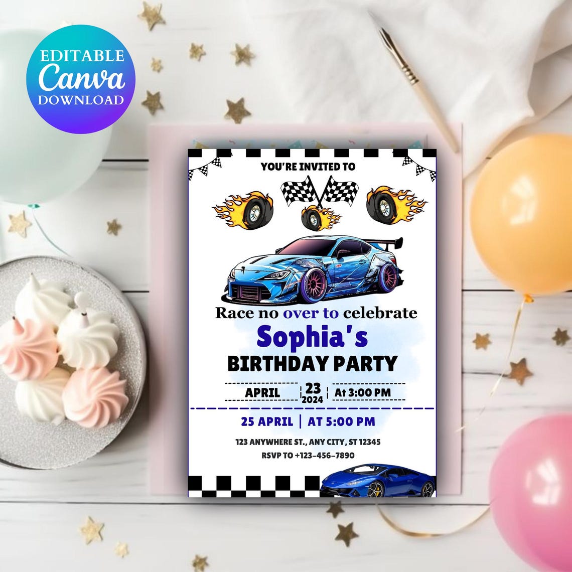 Editable Car Birthday Invitation, Car Party Invitation, Car Birthday ...