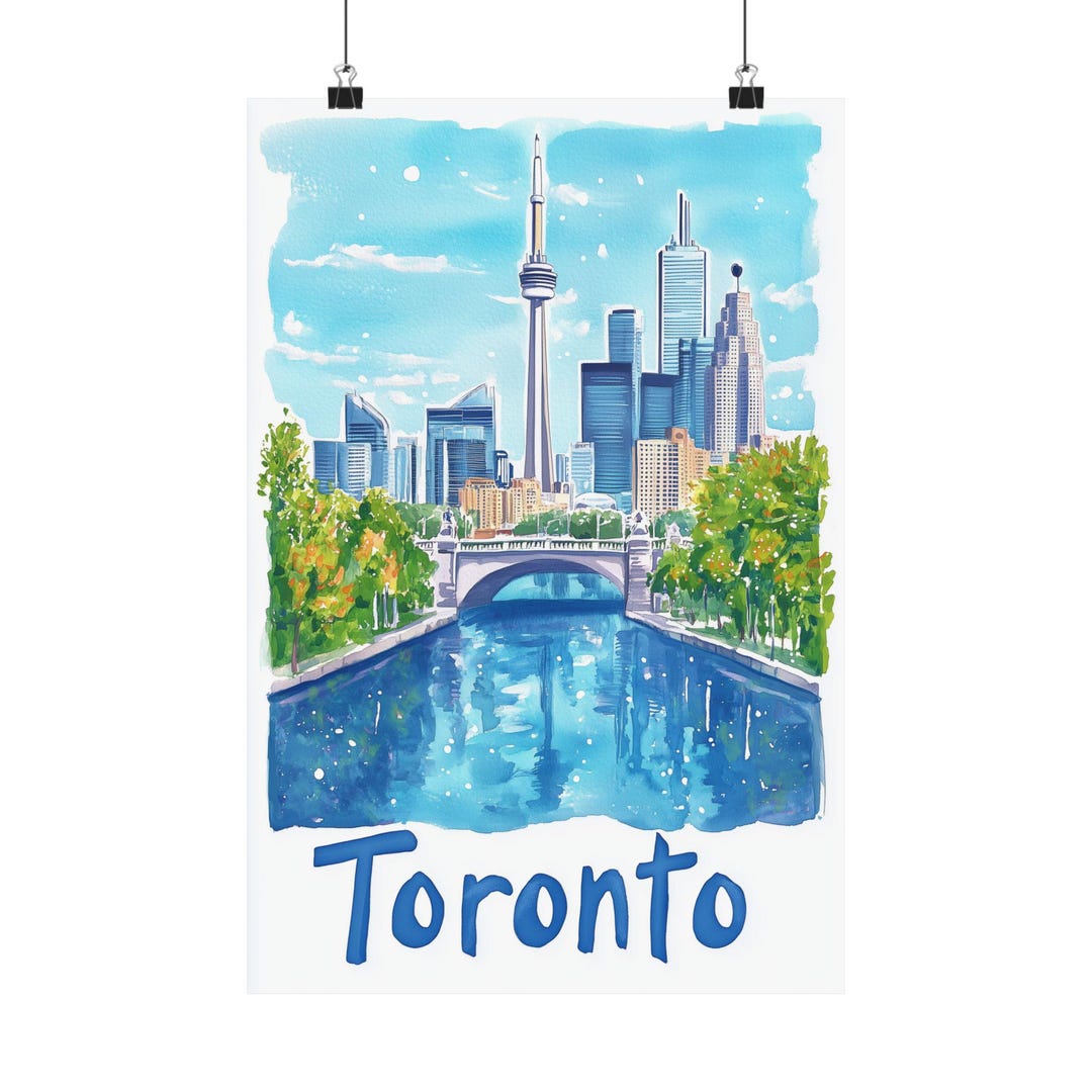 Toronto Travel Watercolor Matte Vertical Poster, AI Generated Wall Art ...