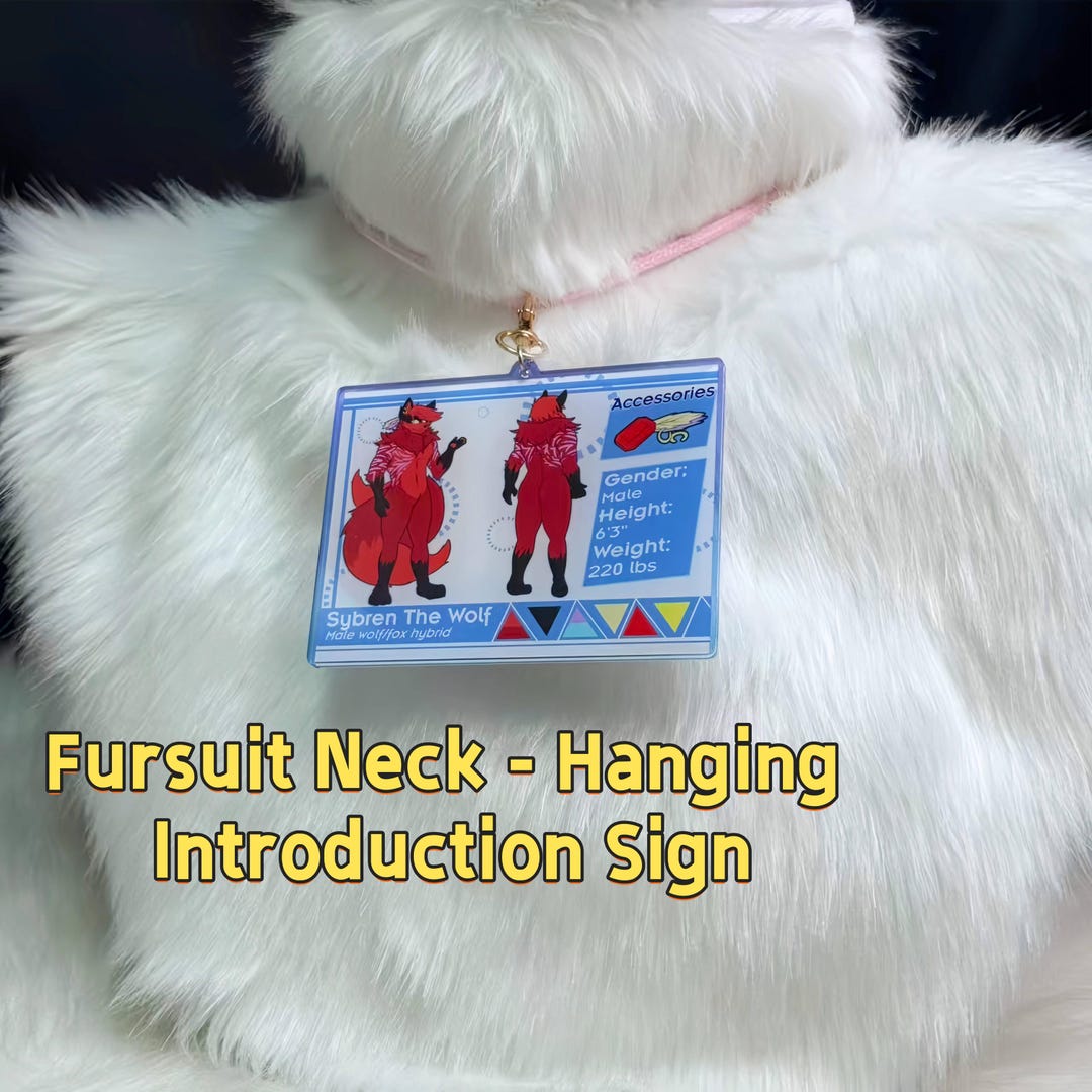 Fursuit Neck - Hanging Introduction Sign, Custom Fursona Acrylic ...