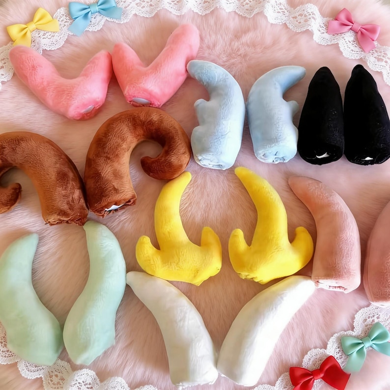 Knit Fursuit Horns, Customizable Colors, Magnetic Installation, Fursuit ...