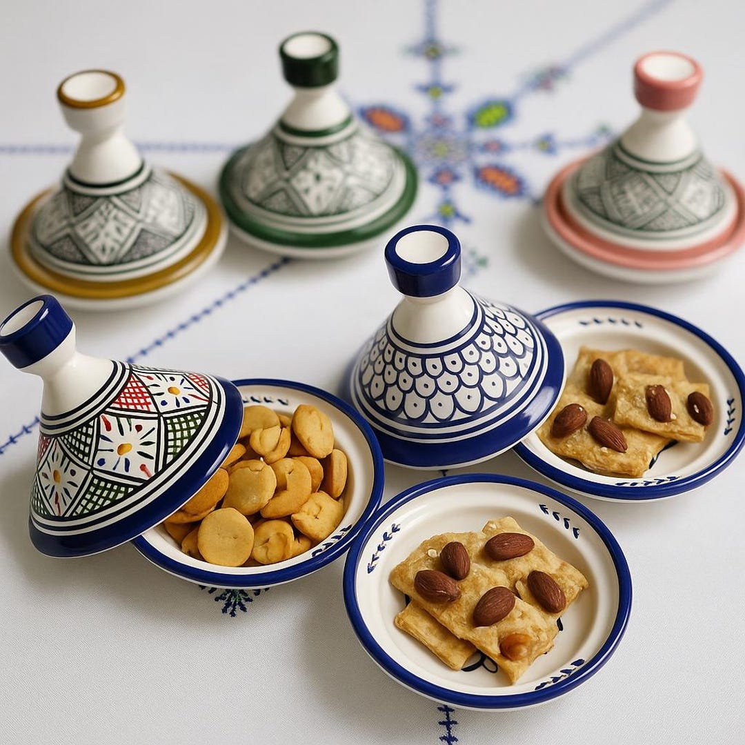 Set of 5 Mini Moroccan Ceramic Tagines – Handmade Spice Holders & Table ...