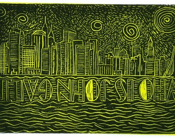 The John Galt Line Linocut Signed ORIGINAL ARTWORK Inspired By | Etsy