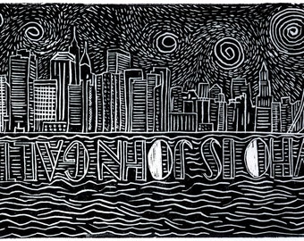 The John Galt Line Linocut Signed ORIGINAL ARTWORK Inspired By | Etsy