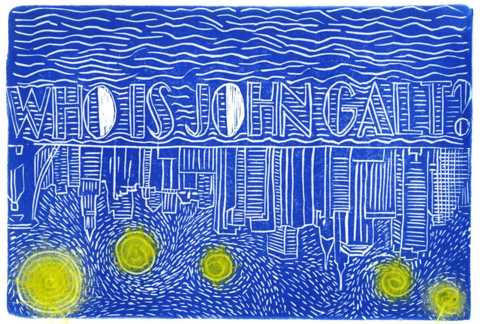 Who Is John Galt Linocut Signed ORIGINAL ARTWORK Inspired By | Etsy