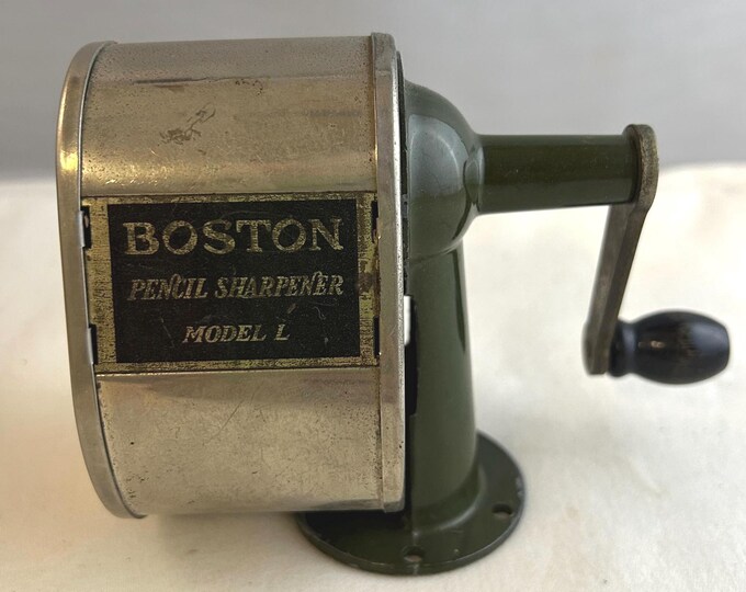 Vintage Boston Wall Mount Pencil Sharpener Model L - Metal W/ Green ...
