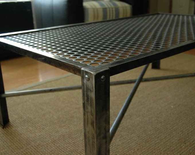 Industrial Metal Coffee Table, Mid Century Modern Design, Retro Steel ...