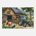 Rustic Farm Canvas Print: Tractor & Cows Artwork - Etsy