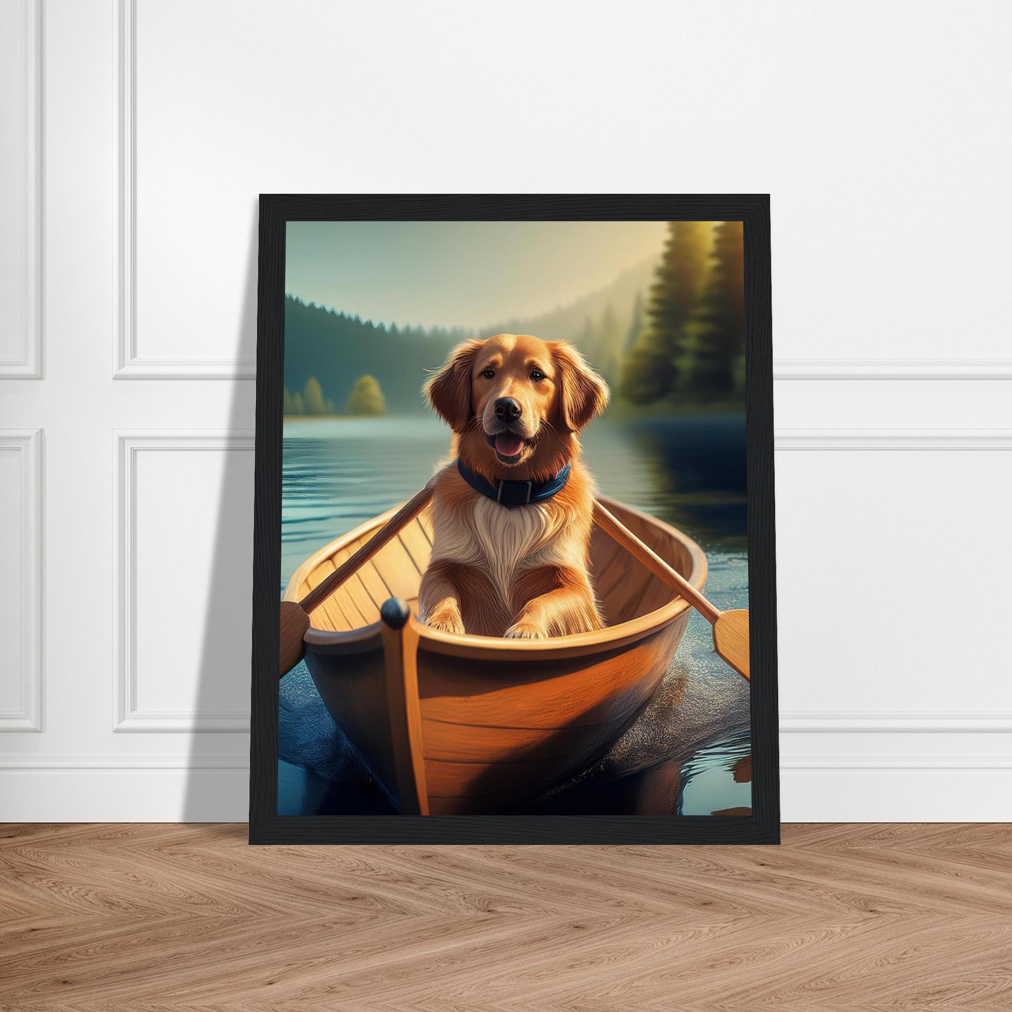 Fun Dog Rowboat Poster - Framed, Ready to Hang - Perfect Pet & Nature ...