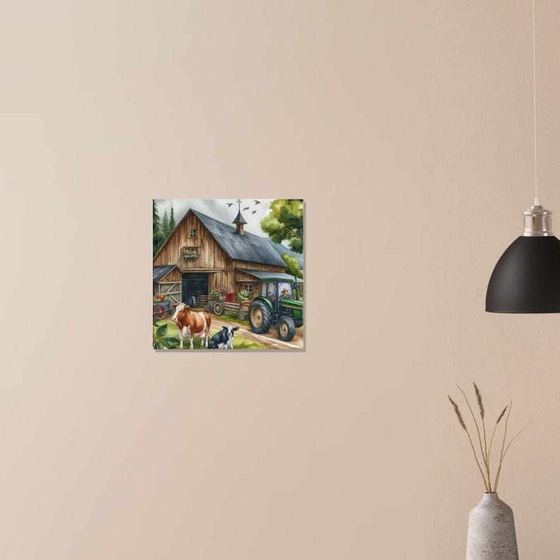 Rustic Farm Canvas Print: Tractor & Cows Artwork - Etsy