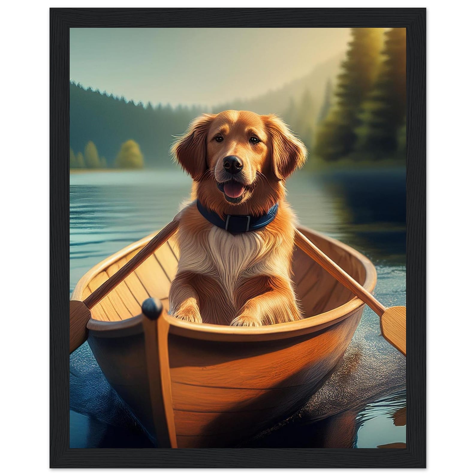 Fun Dog Rowboat Poster - Framed, Ready to Hang - Perfect Pet & Nature ...