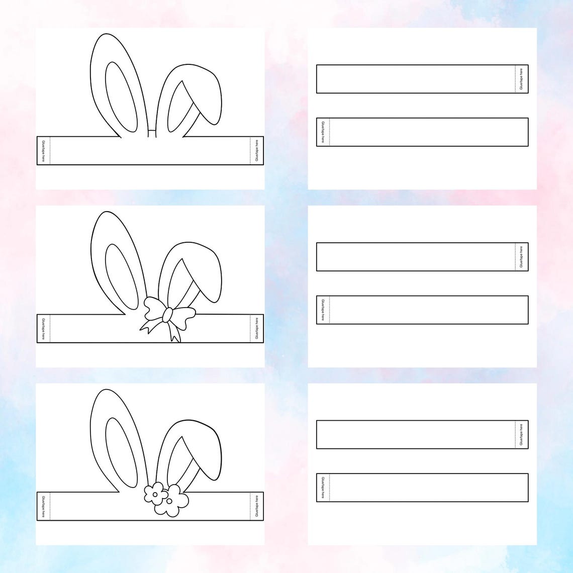 Easter Bunny Ears Paper Crown: Printable Kids Craft (digital Download ...