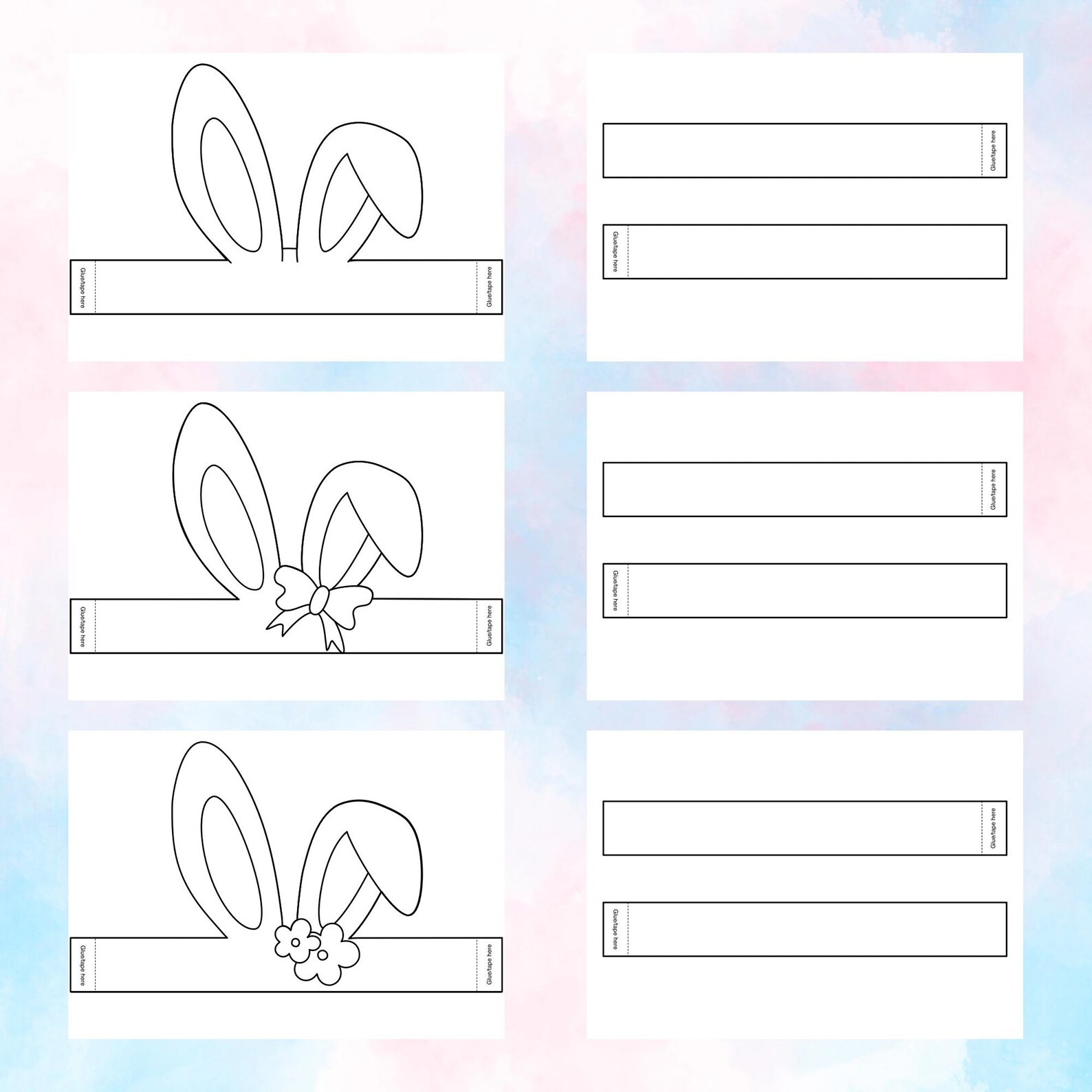 Easter Bunny Ears Paper Crown: Printable Kids Craft (digital Download ...