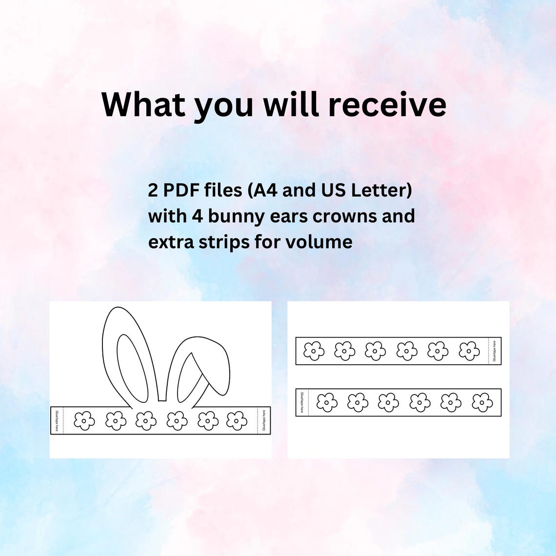 Easter Bunny Ears Paper Crown: Printable Kids Craft (digital Download ...