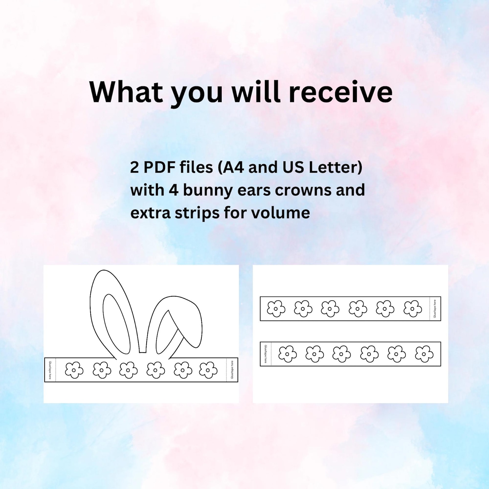 Easter Bunny Ears Paper Crown: Printable Kids Craft (digital Download ...