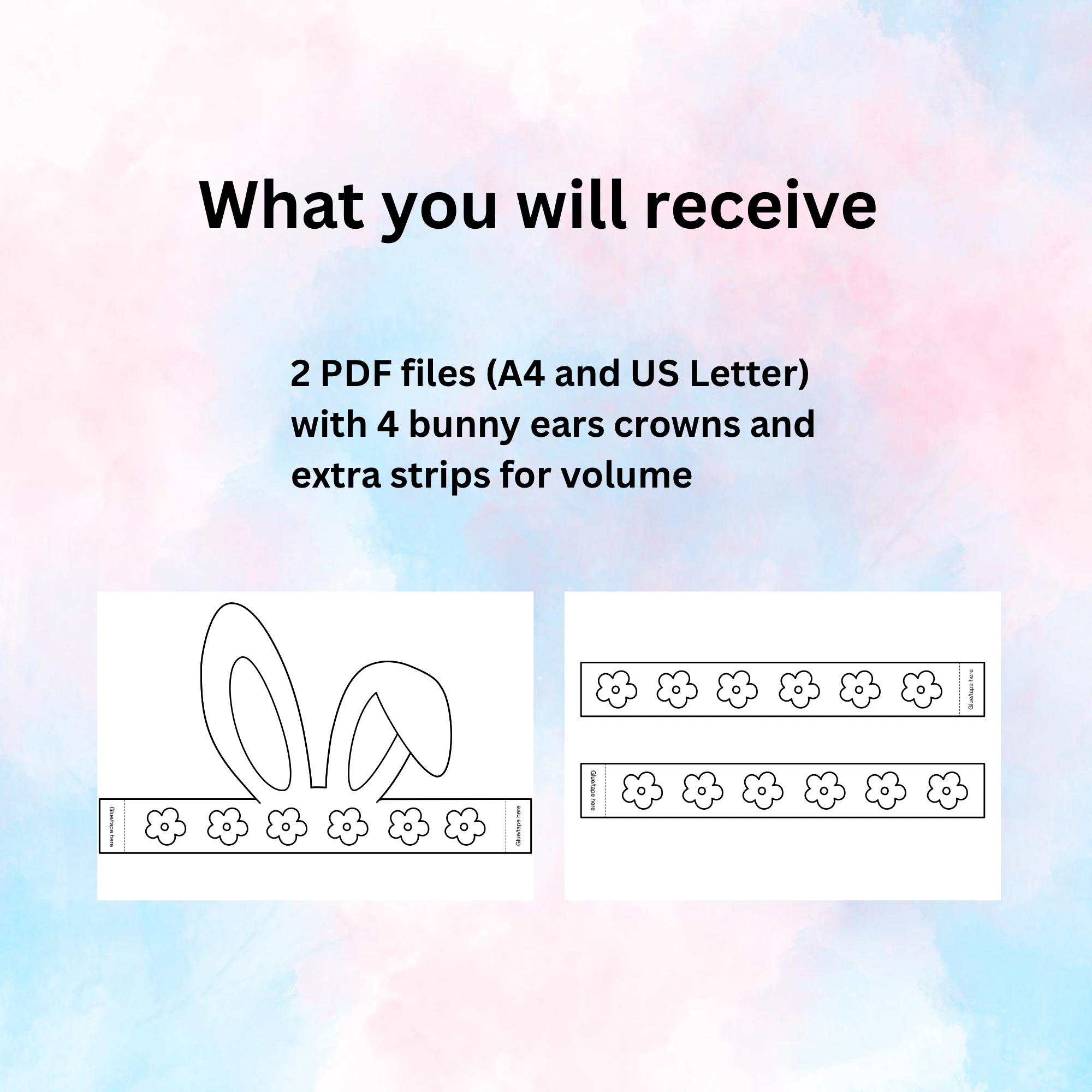 Easter Bunny Ears Paper Crown: Printable Kids Craft (digital Download ...