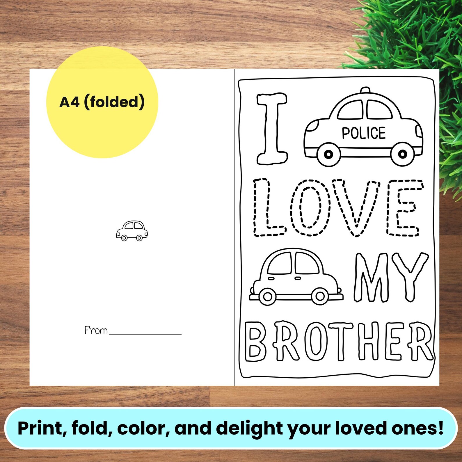 I Love My Brother Coloring Card: Printable Greeting Card (digital ...