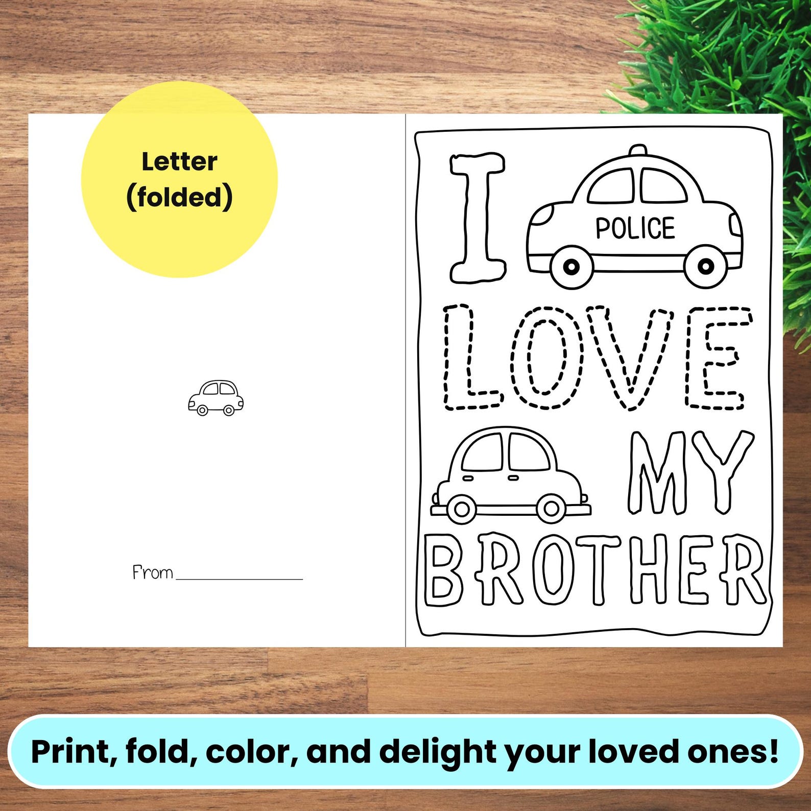 I Love My Brother - Printable Coloring Card, Digital Download, Greeting ...