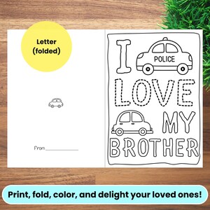 I Love My Brother Coloring Card: Printable Greeting Card (digital ...