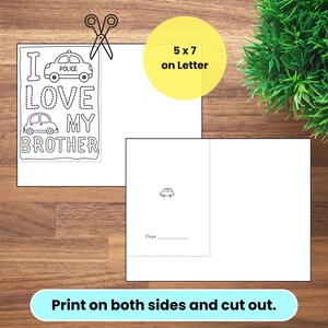 I Love My Brother - Printable Coloring Card, Digital Download, Greeting ...
