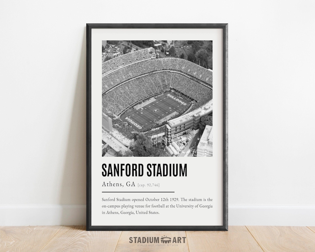 Sanford Stadium Print, Georgia Bulldogs Poster/canvas, Aerial View, B&W ...
