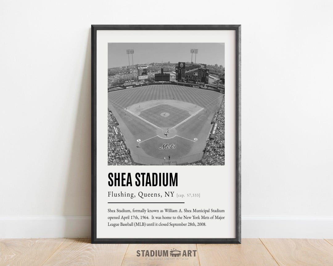 Shea Stadium Print, New York Mets Poster/canvas, Seat View, B&W Modern ...