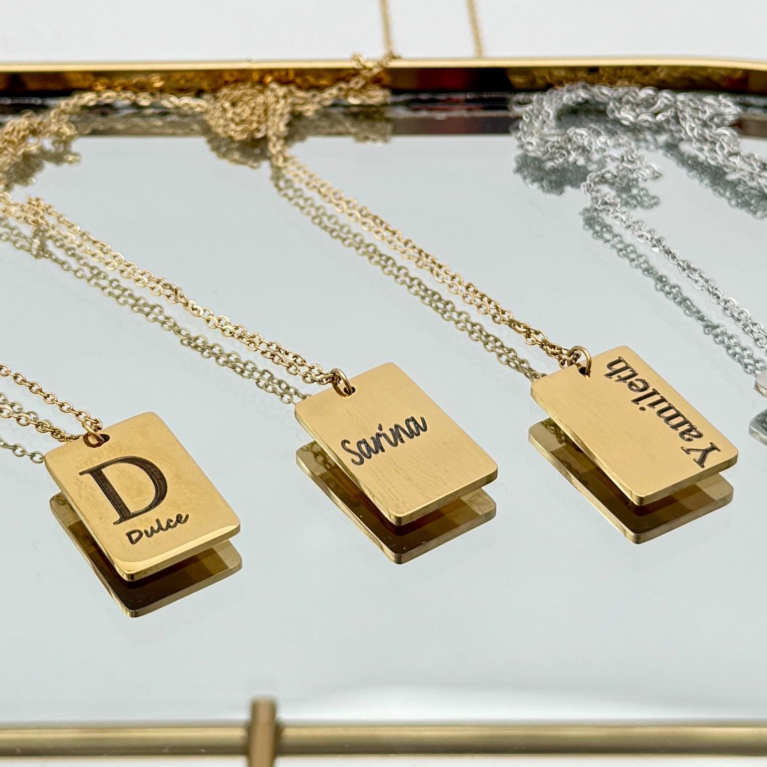 Personalized Name Necklace – Custom Gold Bar Pendant | Gift for Her ...