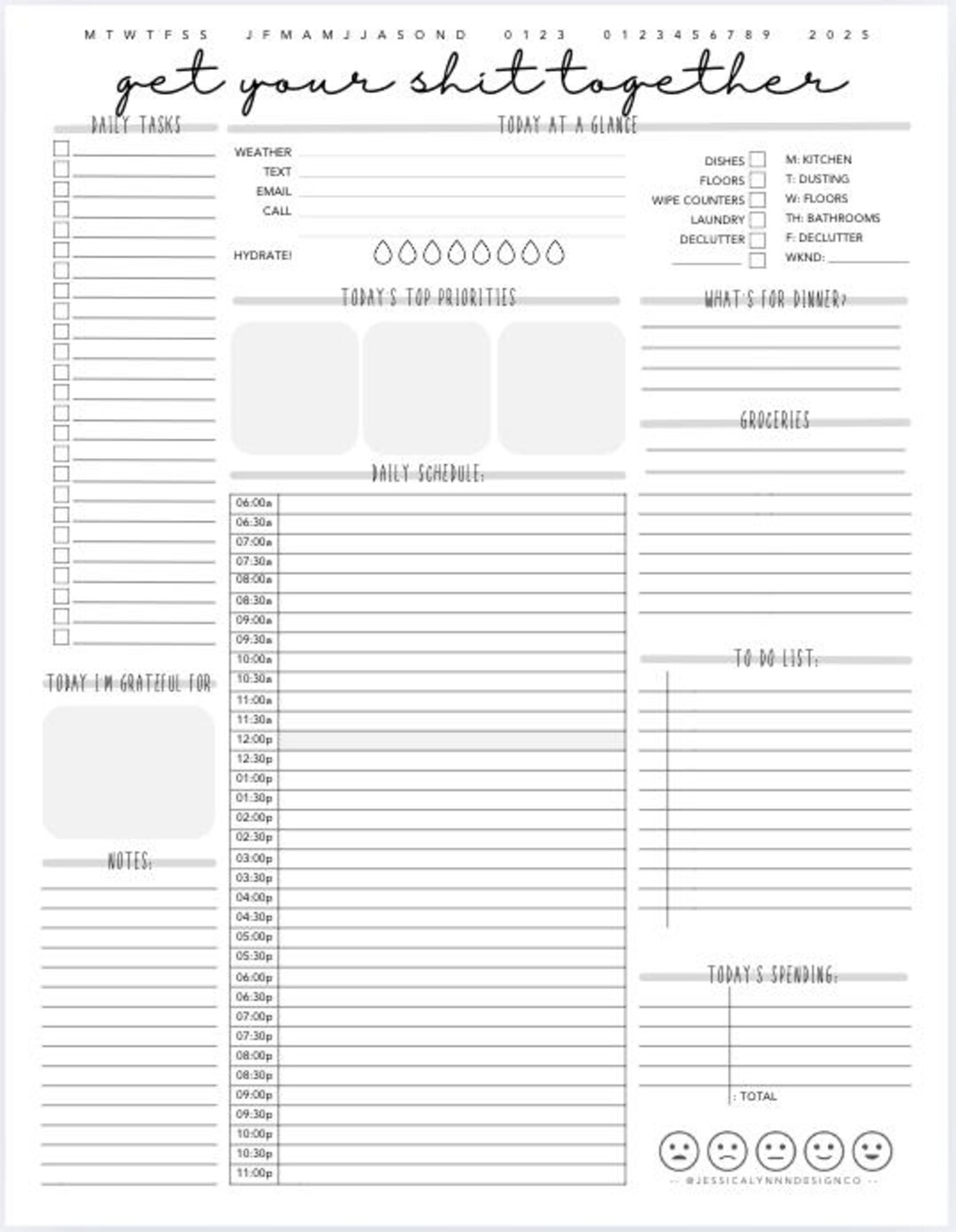 2025 Daily Planner Printable - INSTANT DOWNLOAD GYST - Etsy
