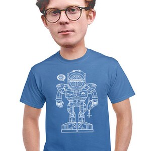 Robot tshirt science t-shirt cool tees for men line art scientific ...