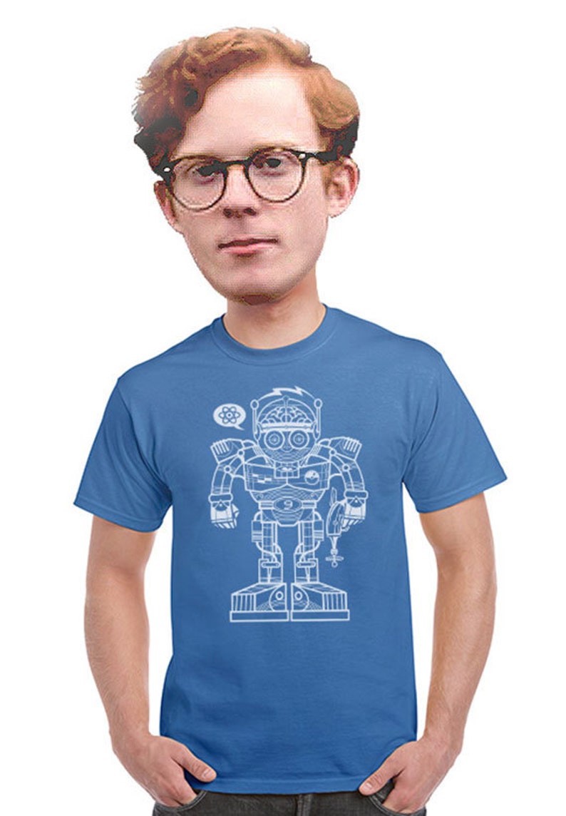 Robot tshirt science t-shirt cool tees for men line art - Etsy España