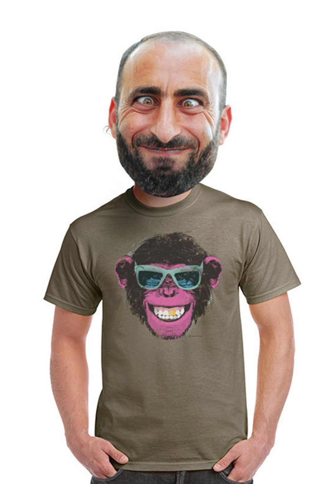 Monkey Shirt Funny Chimp Tshirt Chimpanzee Vintage Look Printed Tee ...