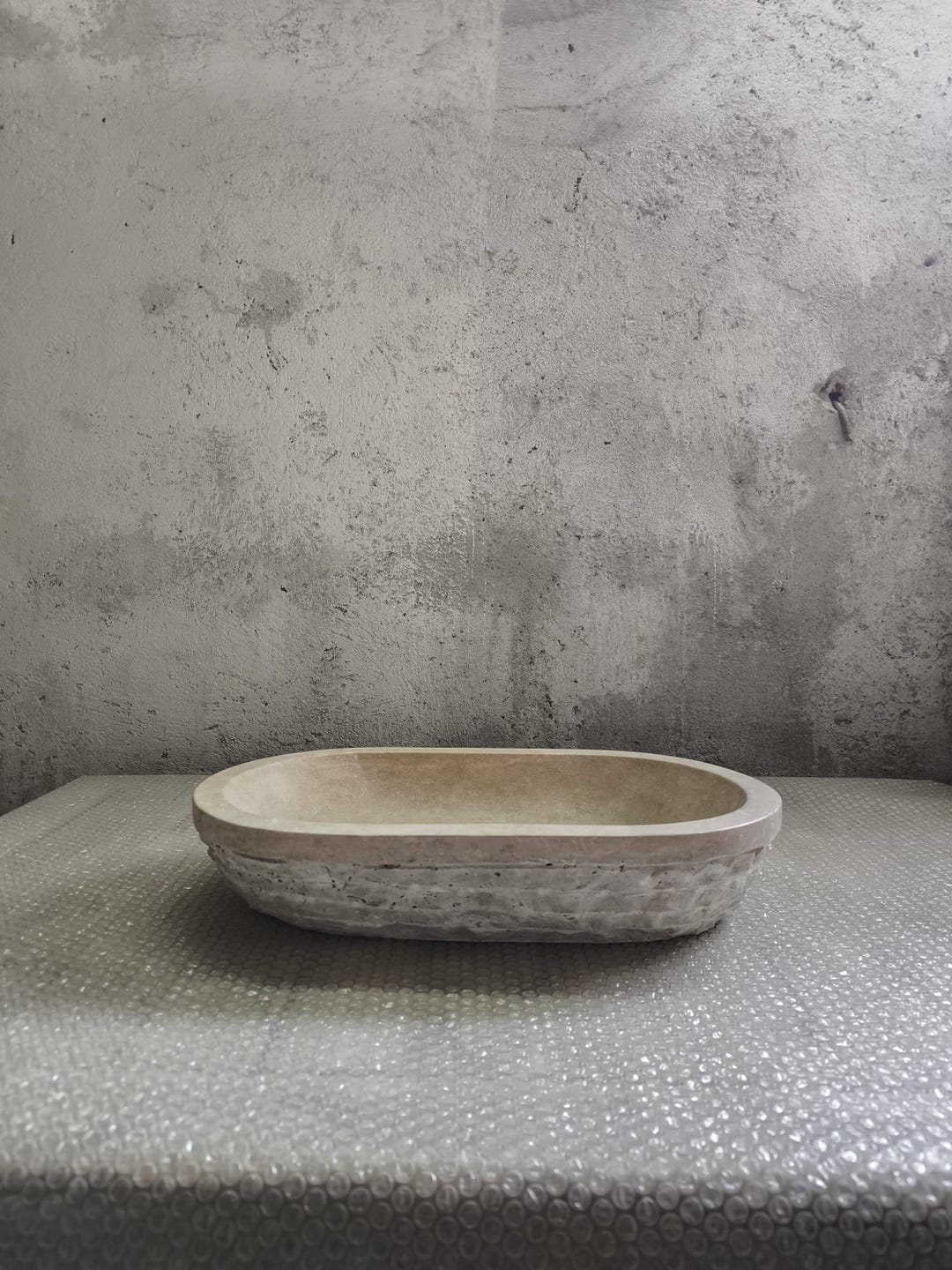 Travertine Elliptical Fluted Marble Sink - Etsy