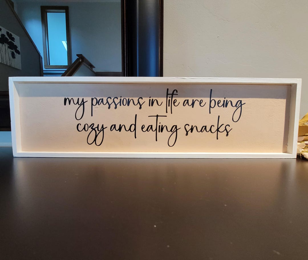 Hand-painted Wooden Sign | “cozy & Snacks” Quote | 5" X 18" - Etsy