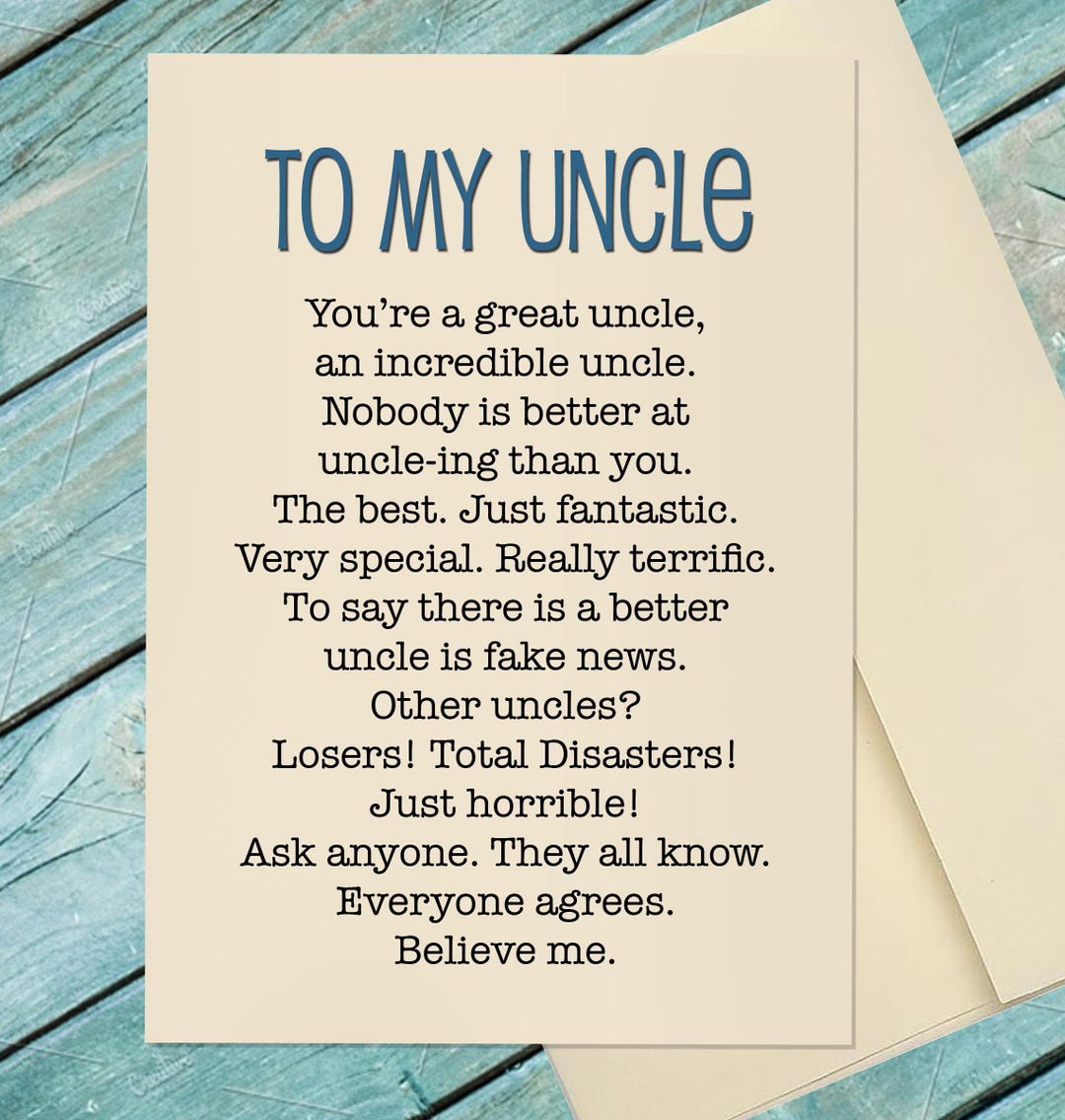 Funny Uncle Card / Uncle Card / Card for Uncle / Funny You're A Great ...