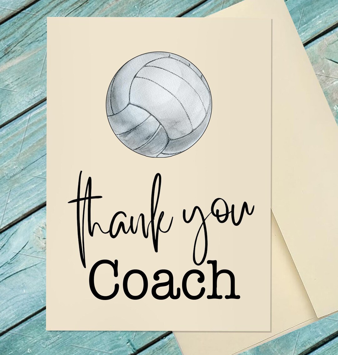 Volleyball Coach Thank You Card / Thankful Card / Coach Appreciation ...
