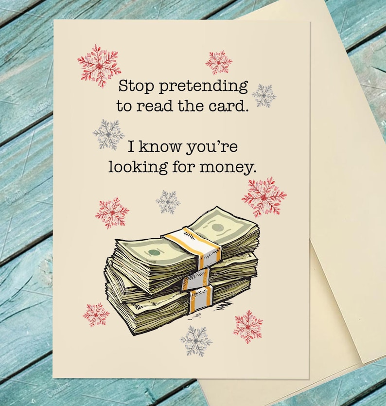 Funny Christmas Card / Looking for Money Christmas Card / Funny ...