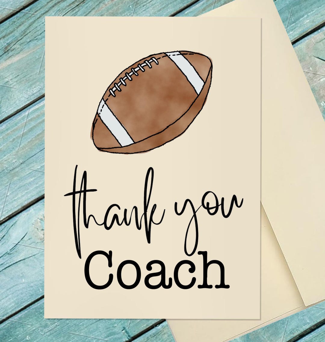 Football Coach Thank You Card / Thankful Card / Coach Appreciation Card ...
