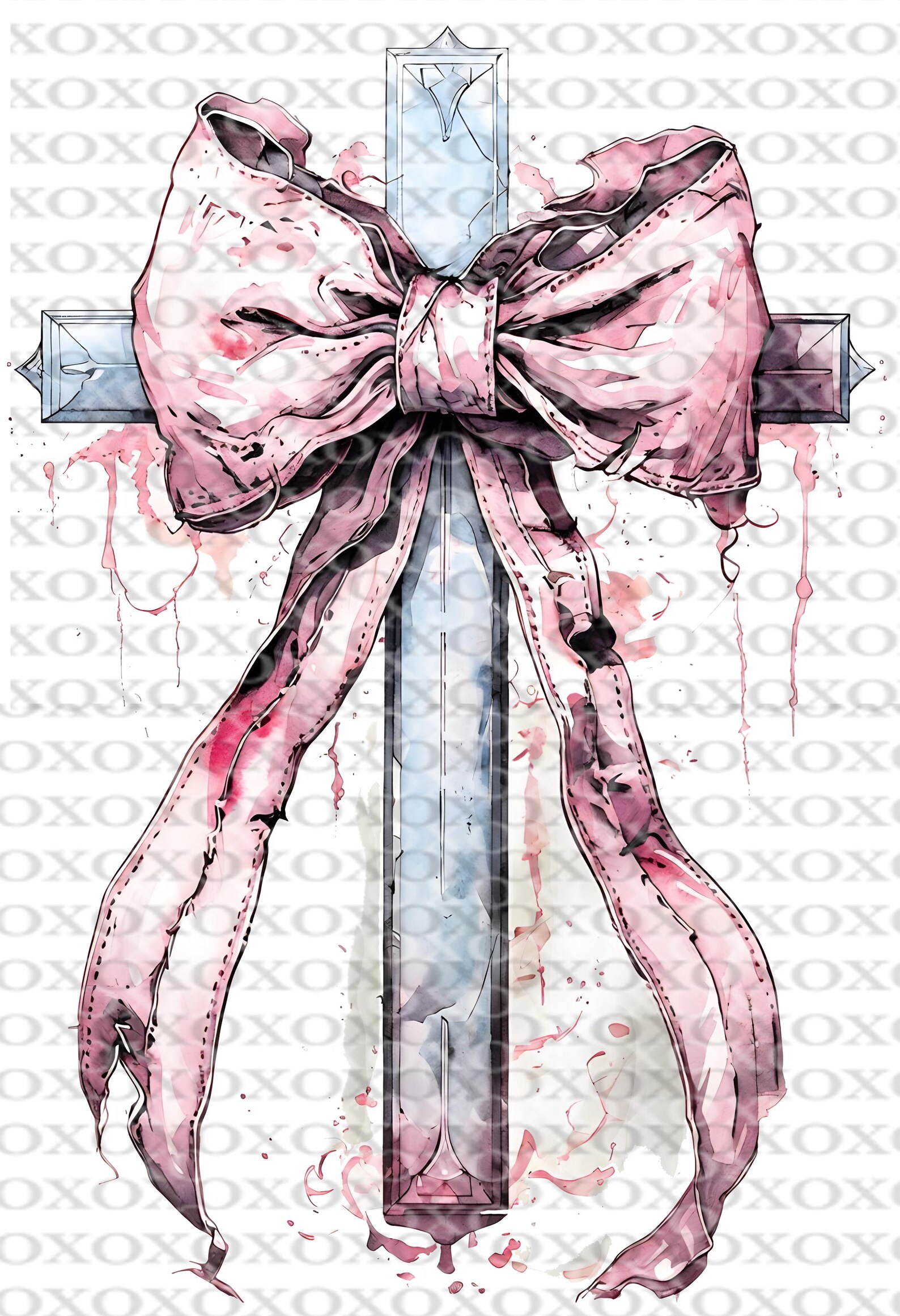 Easter PNG, Coquette Bow and Cross File, Easter Cross and Coquette Bow ...
