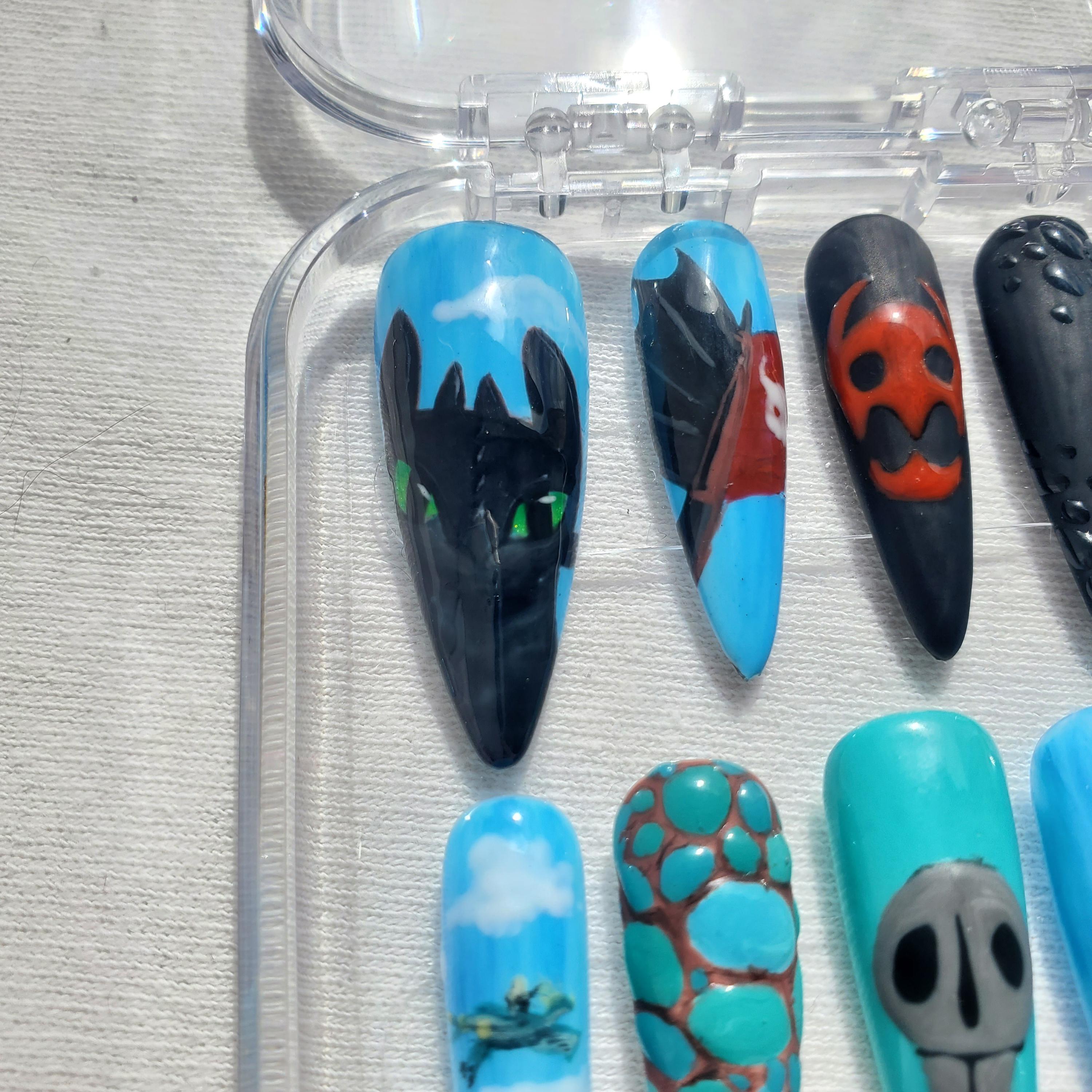 How to Train Your Dragon Nail Set (stormfly&toothless) - Etsy