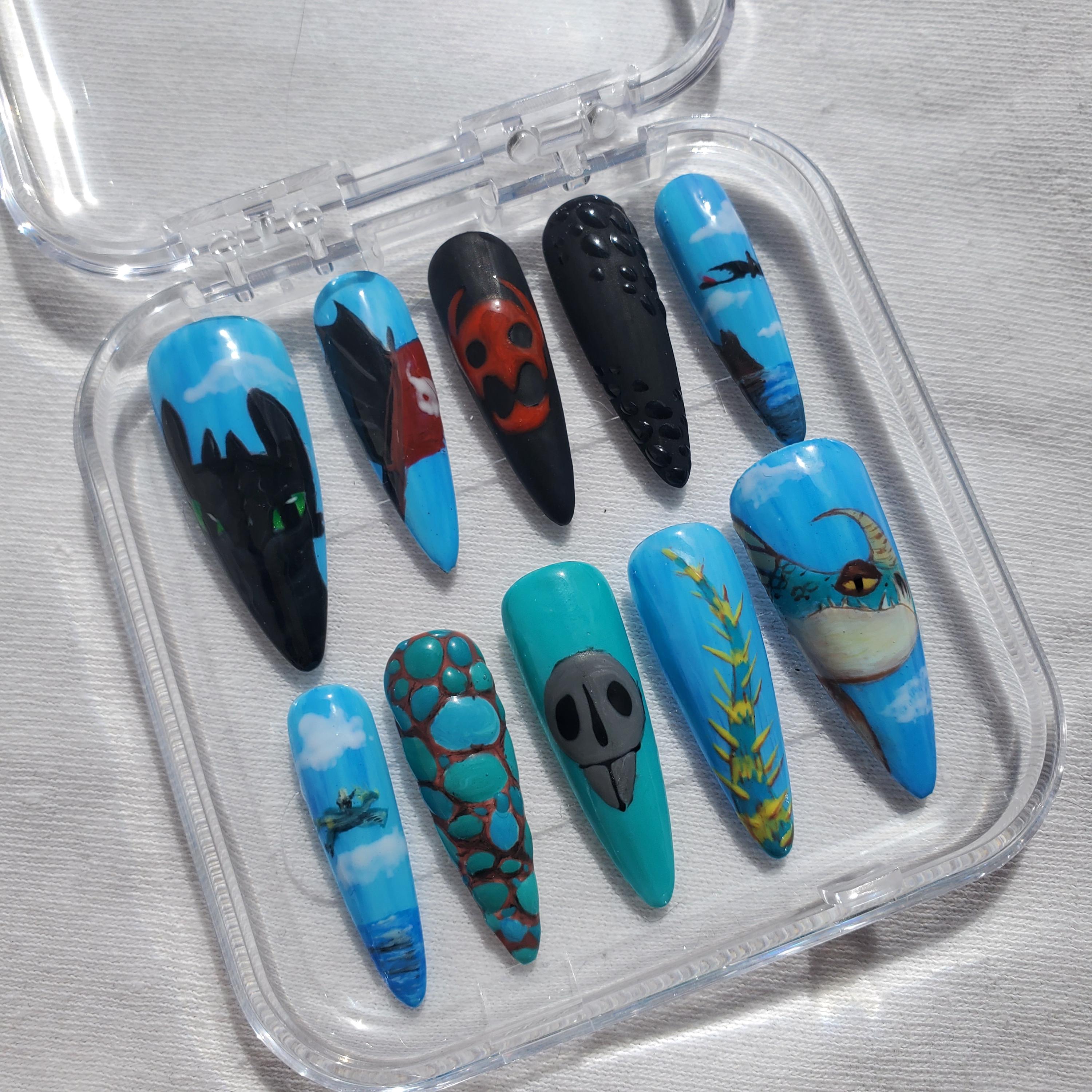 How to Train Your Dragon Nail Set (stormfly&toothless) - Etsy