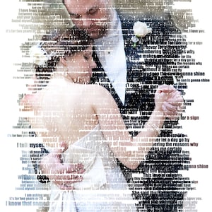 Custom Word Art Photo Gift Portrait on Canvas Wedding Vows Song Lyric ...