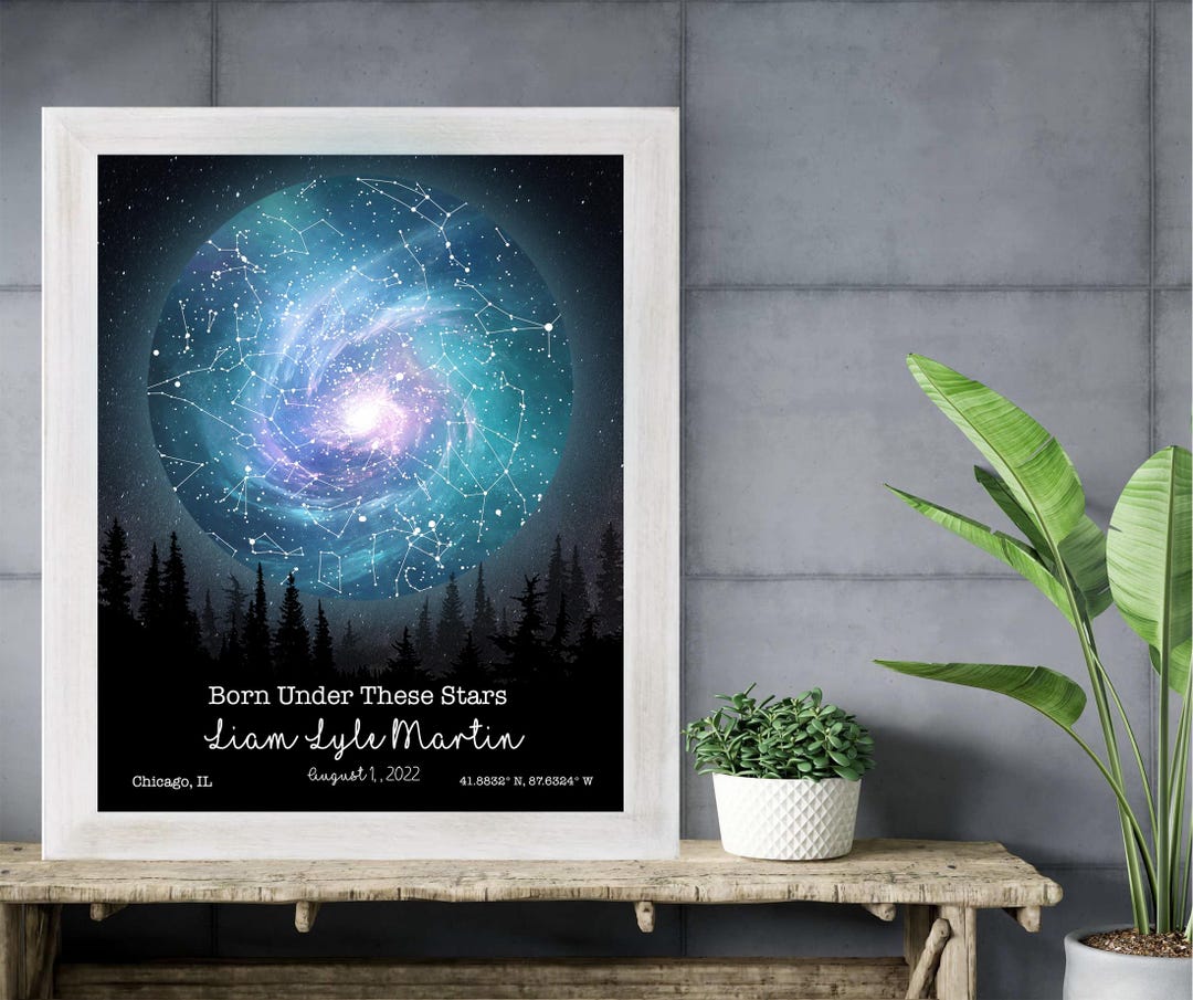 The Night You Were Born Sky Map, Birthday Star Map, Custom Star Map by ...