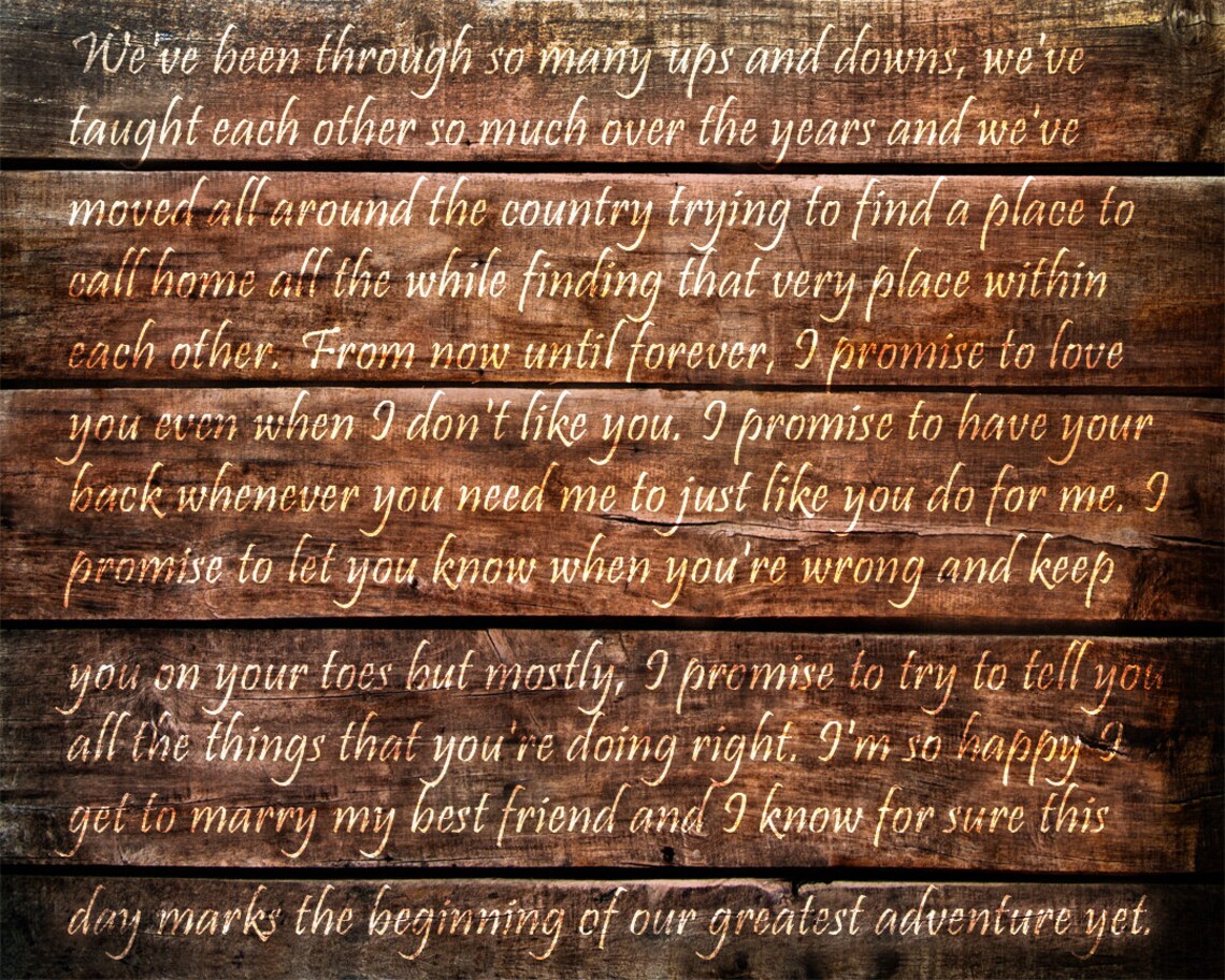 Wedding Vows on Wood Wedding Vow Art Song Lyric Art 5th - Etsy