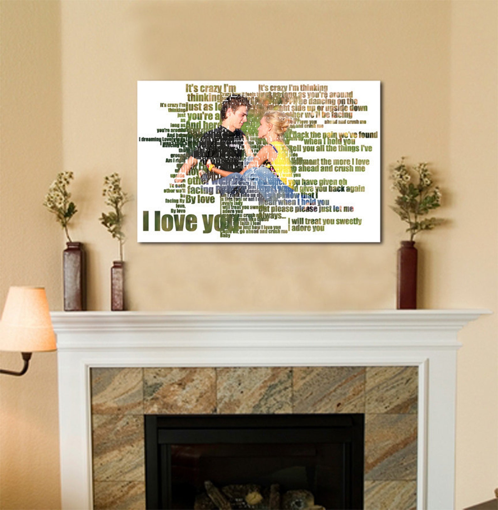 Custom Word Art Photo Gift Portrait on Canvas Wedding Vows - Etsy